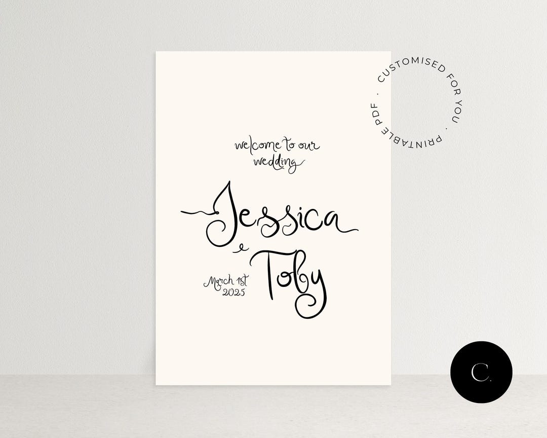 Wedding Welcome Sign, Printable PDF, Trendy Welcome Sign, Handwritten ...