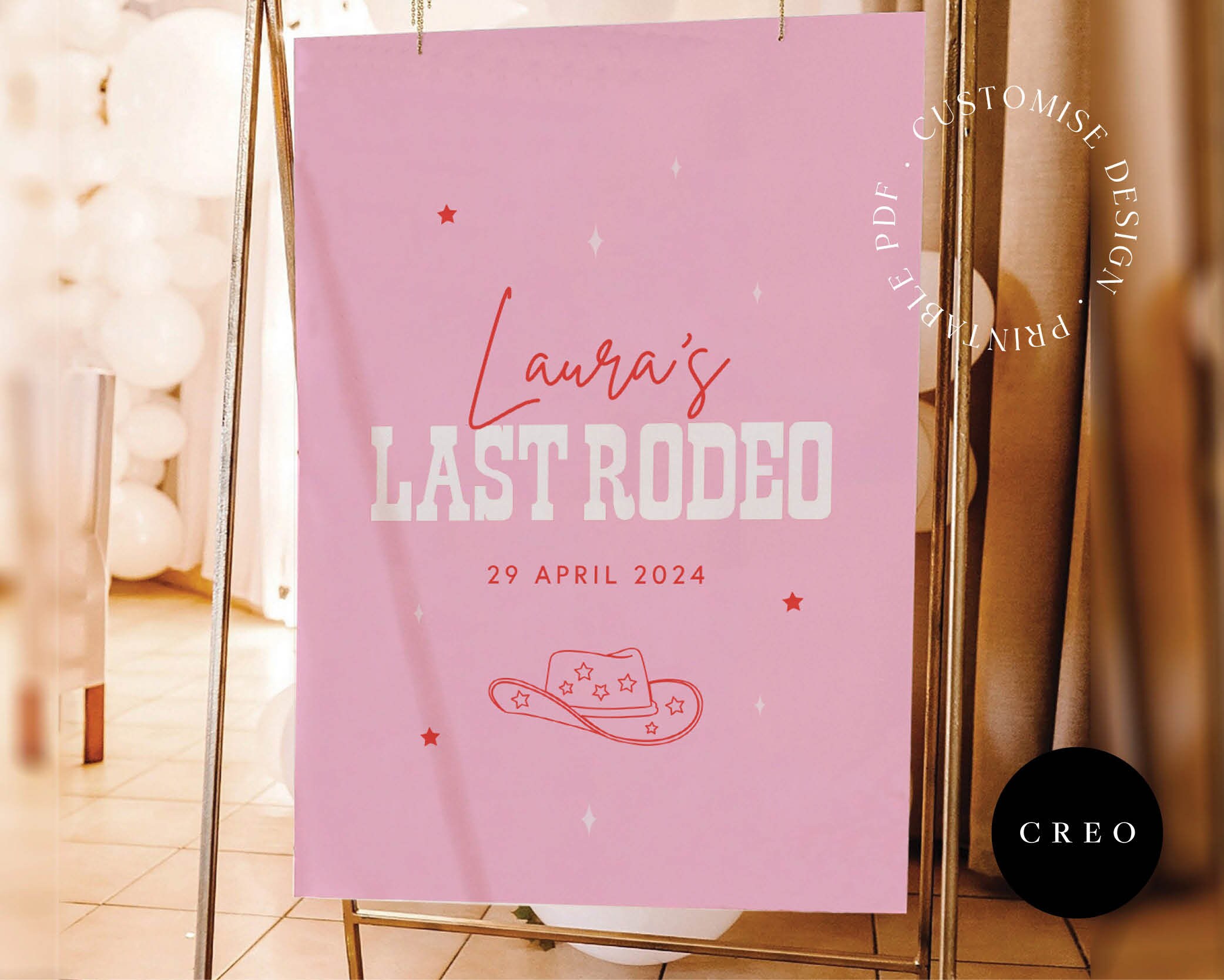 Last Rodeo Welcome Sign Printable PDF Bachelorette Cowgirl Hat Theme ...