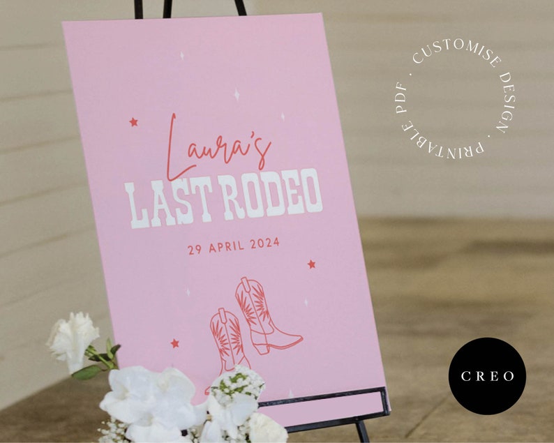 Last Rodeo Welcome Sign Printable PDF Bachelorette Western Party Hens ...