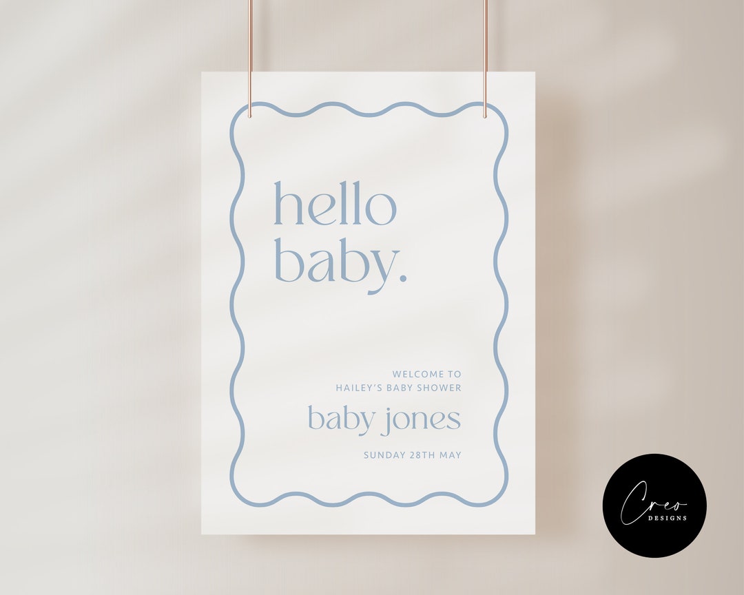Baby Shower Welcome Sign, Printable Baby Shower Sign, Pastel Blue Baby ...