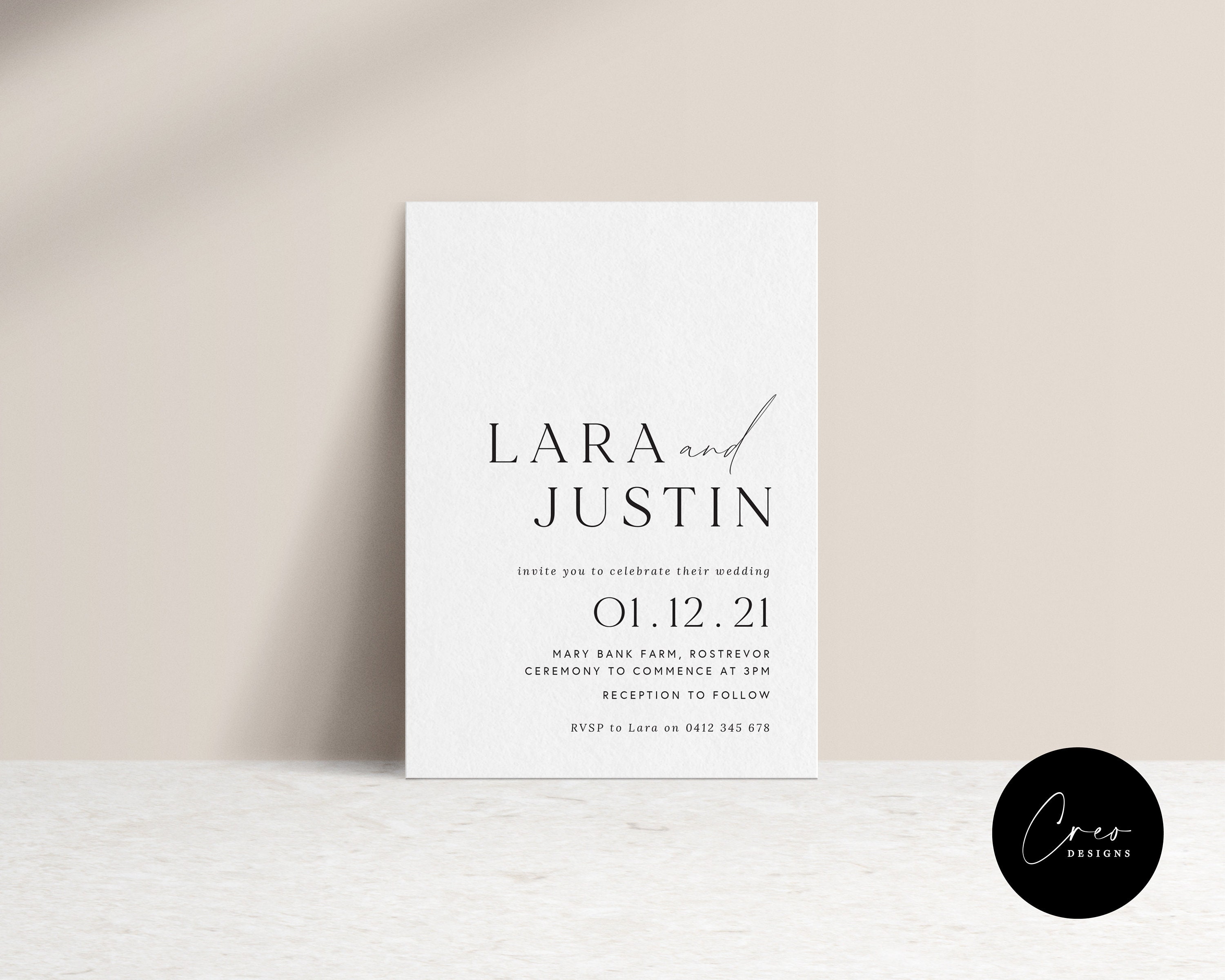 Modern Wedding Invitation Printable Invite Wedding - Etsy