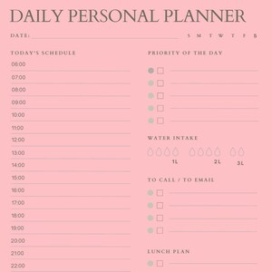 Printable Personal Planning Sheets Includes a Daily, Weekly, and ...
