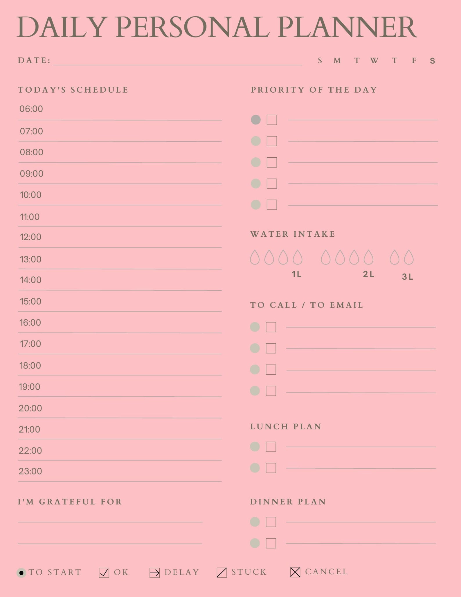 Printable Personal Planning Sheets Includes a Daily, Weekly, and ...