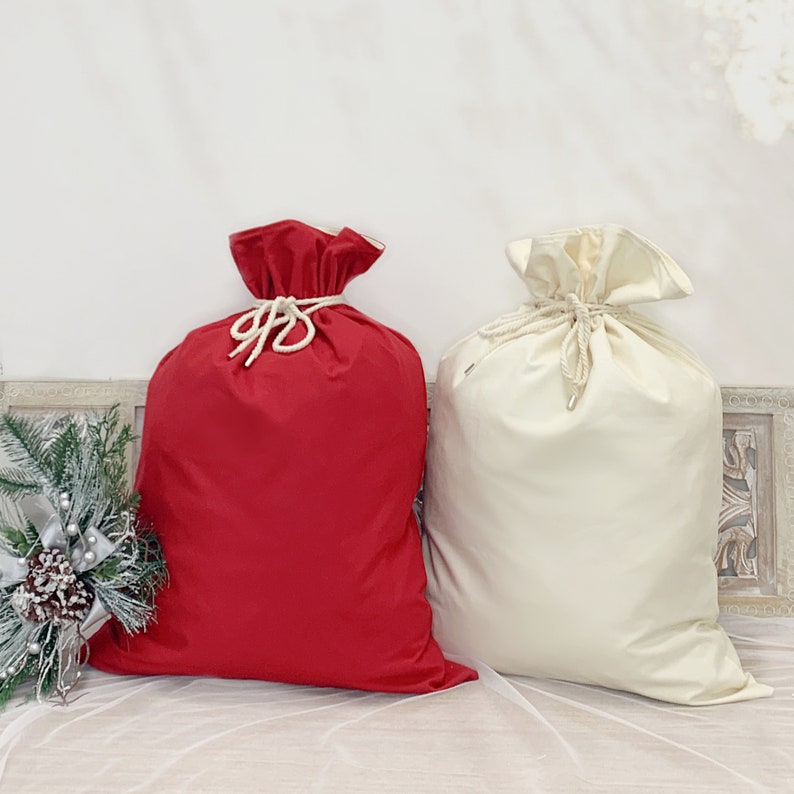 100% Cotton Blank Santa Sacks | 50*70cm | Drawstring Rope Detail ...