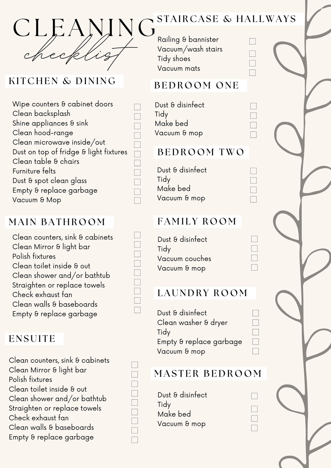 EDITABLE Cleaning Checklist EDITABLE Cleaning Planner - Etsy