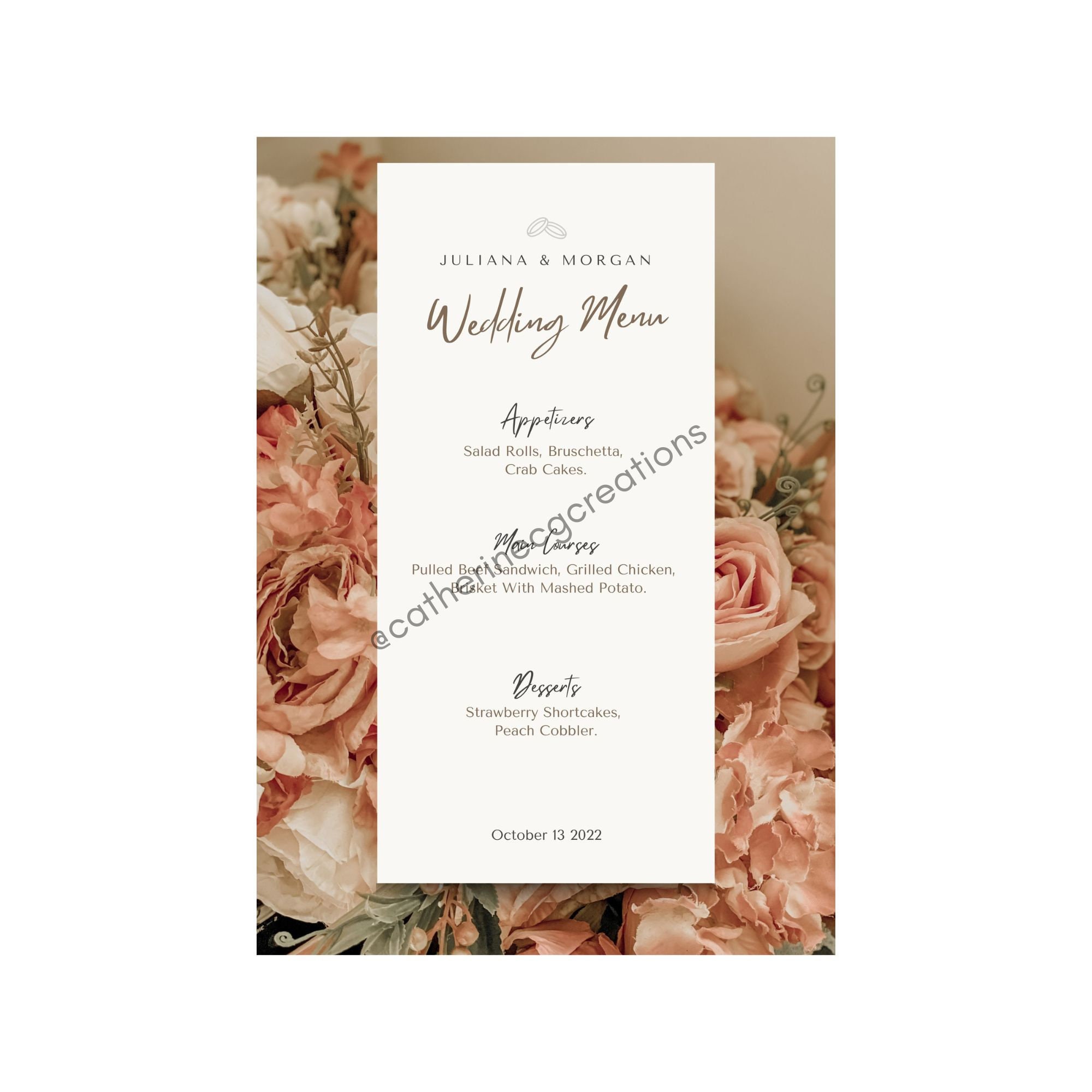 EDITABLE Wedding Menu Wedding Menu Elegant Menu Template - Etsy