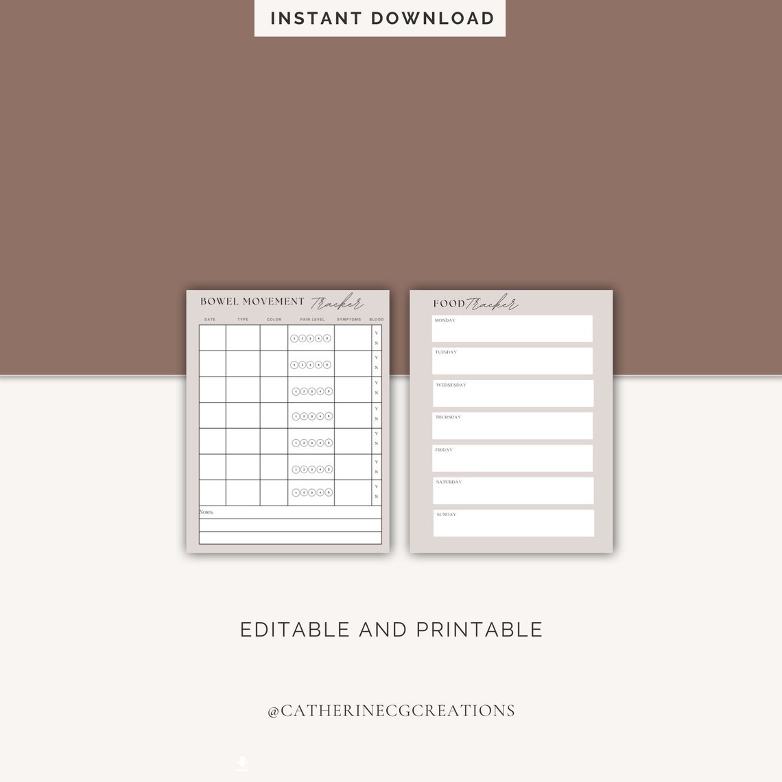 EDITABLE Bowel Movement Tracker, IBS Tracker, Crohn's Disease ...