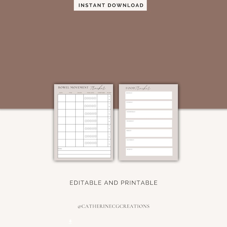 EDITABLE Bowel Movement Tracker, IBS Tracker, Crohn's Disease ...