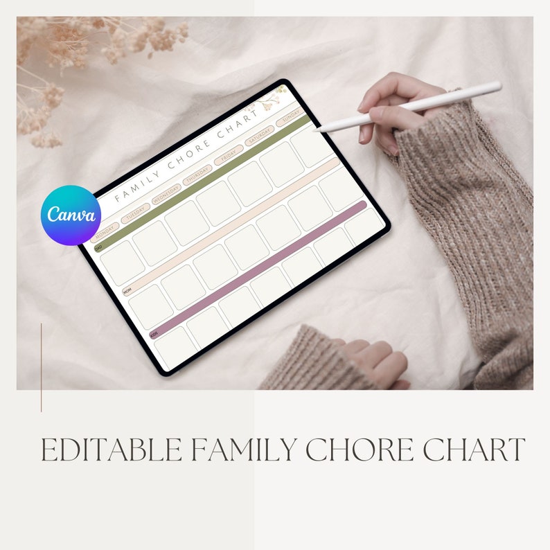EDITABLE Family Chore Chart, Family Chore Chart, Cleaning Schedule ...