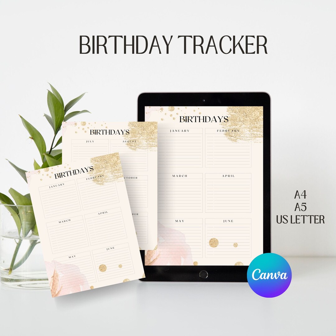 EDITABLE Birthday Tracker, Birthday Calendar, Printable Birthday ...