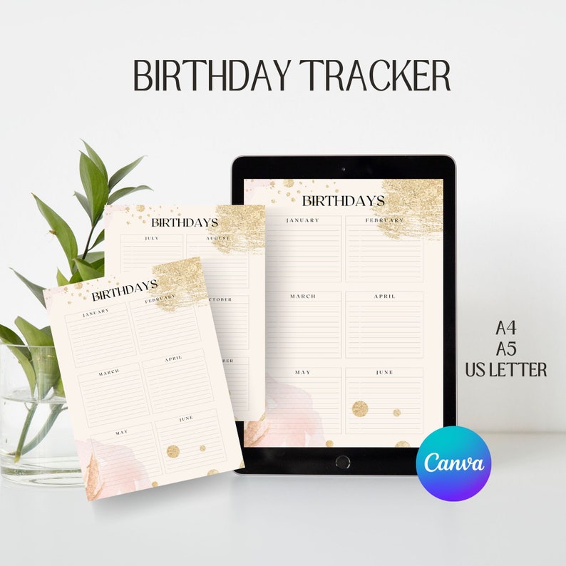 EDITABLE Birthday Tracker, Birthday Calendar, Printable Birthday ...