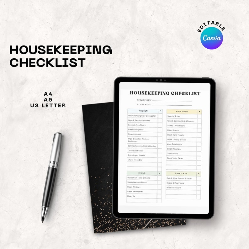 EDITABLE Housekeeping Checklist, Cleaning Schedule, Airbnb Checklist - Etsy