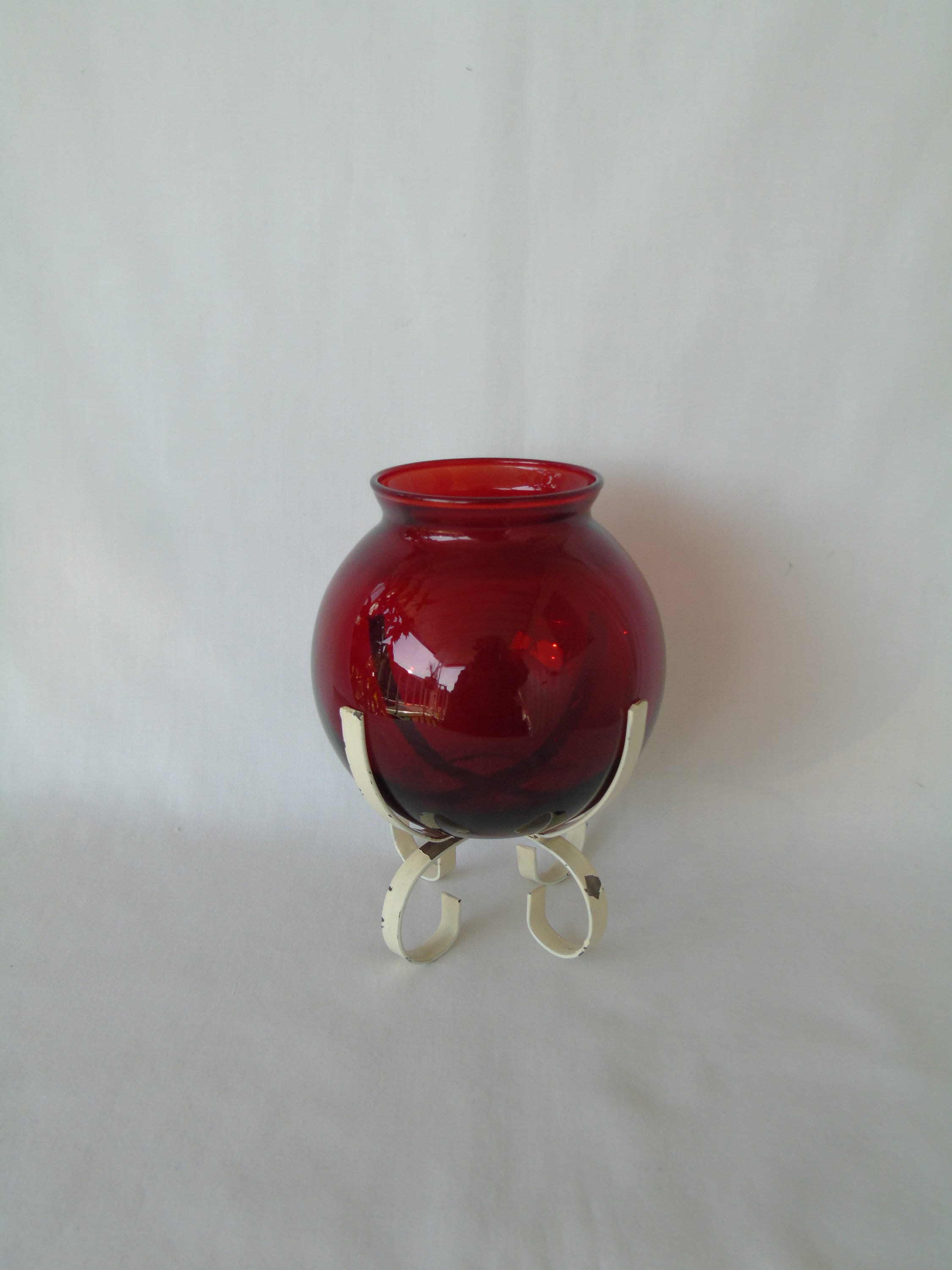 Anchor Hocking Royal Ruby Ivy Ball in Holder - Etsy