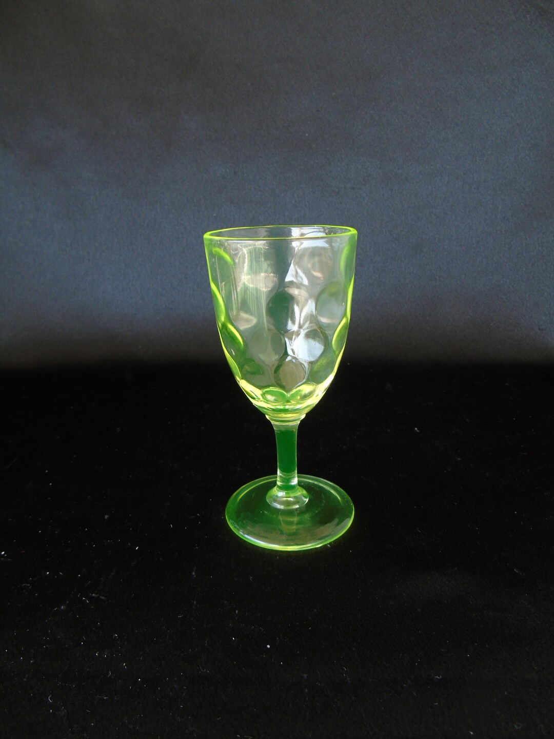 EAPG Vaseline Wine Goblet Duncan Polka Dot Inverted Thumbprint - Etsy