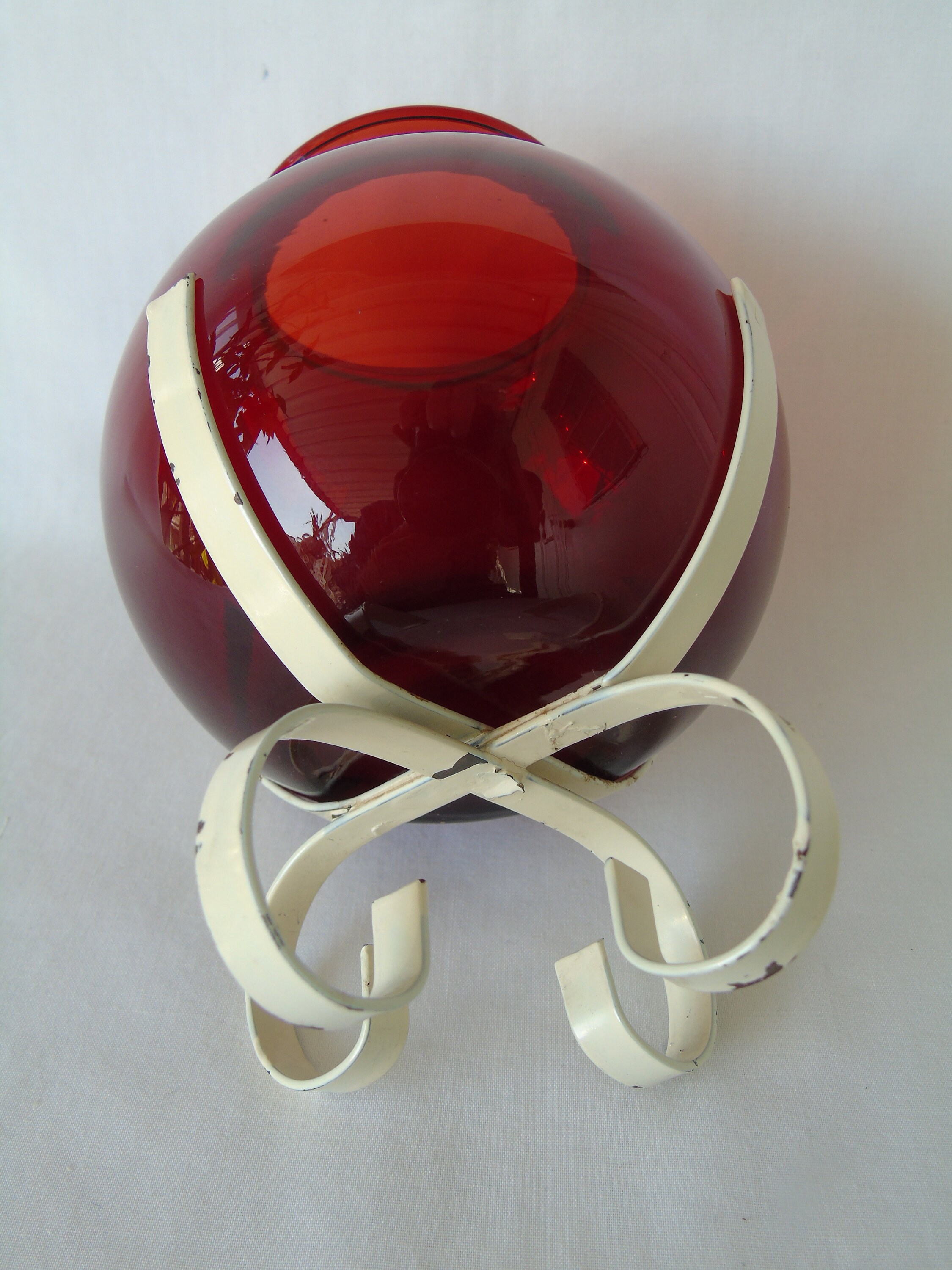 Anchor Hocking Royal Ruby Ivy Ball in Holder - Etsy
