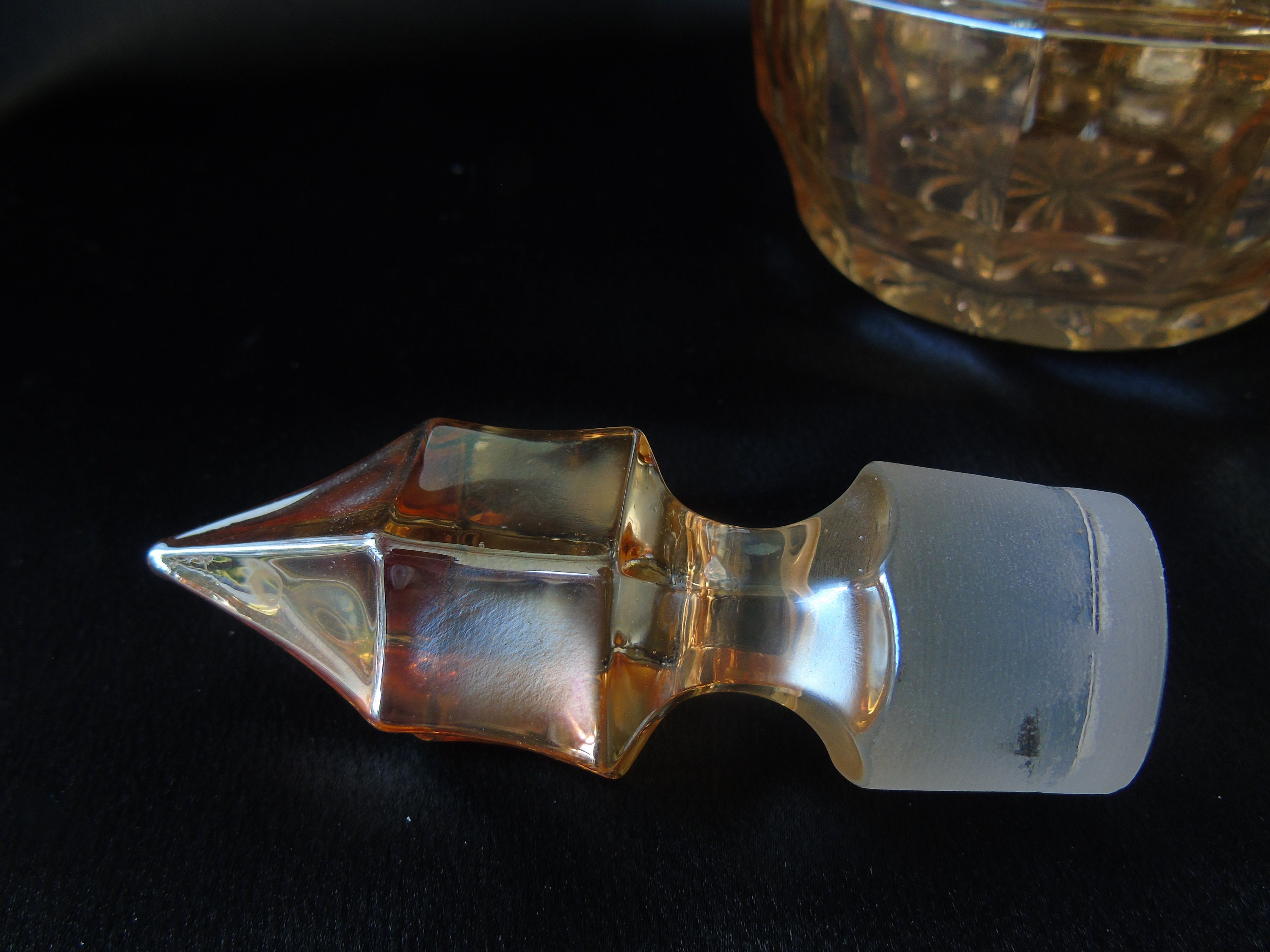 Heavy Vine Carnival Glass Decanter and One Wine - Etsy