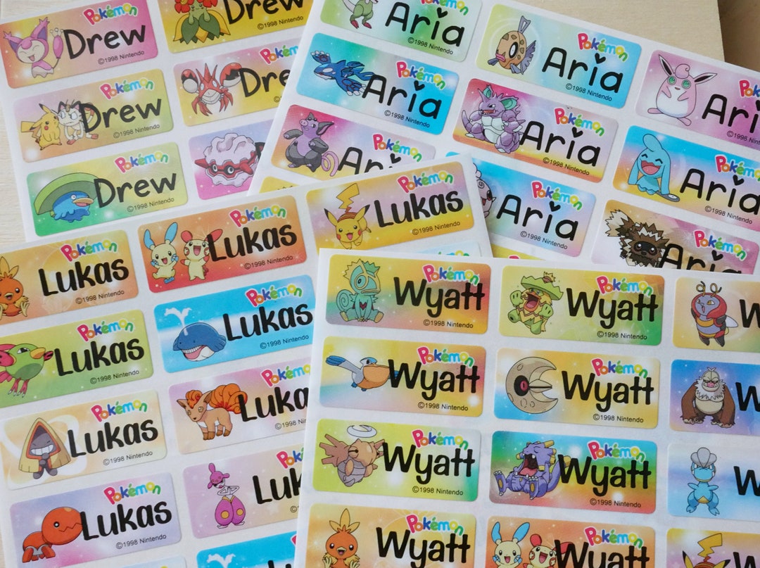 Pokemon Name Labels - Waterproof Name Labels, Kids Name Labels, Daycare ...