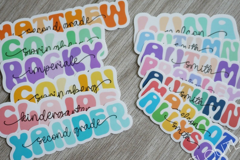 Personalized Name Stickers - Kids Name Labels, Laptop Bottle Stickers ...