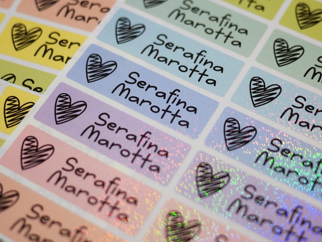 Glitter Rainbow Multi-color Labels - Waterproof Name Labels, Kids Name ...