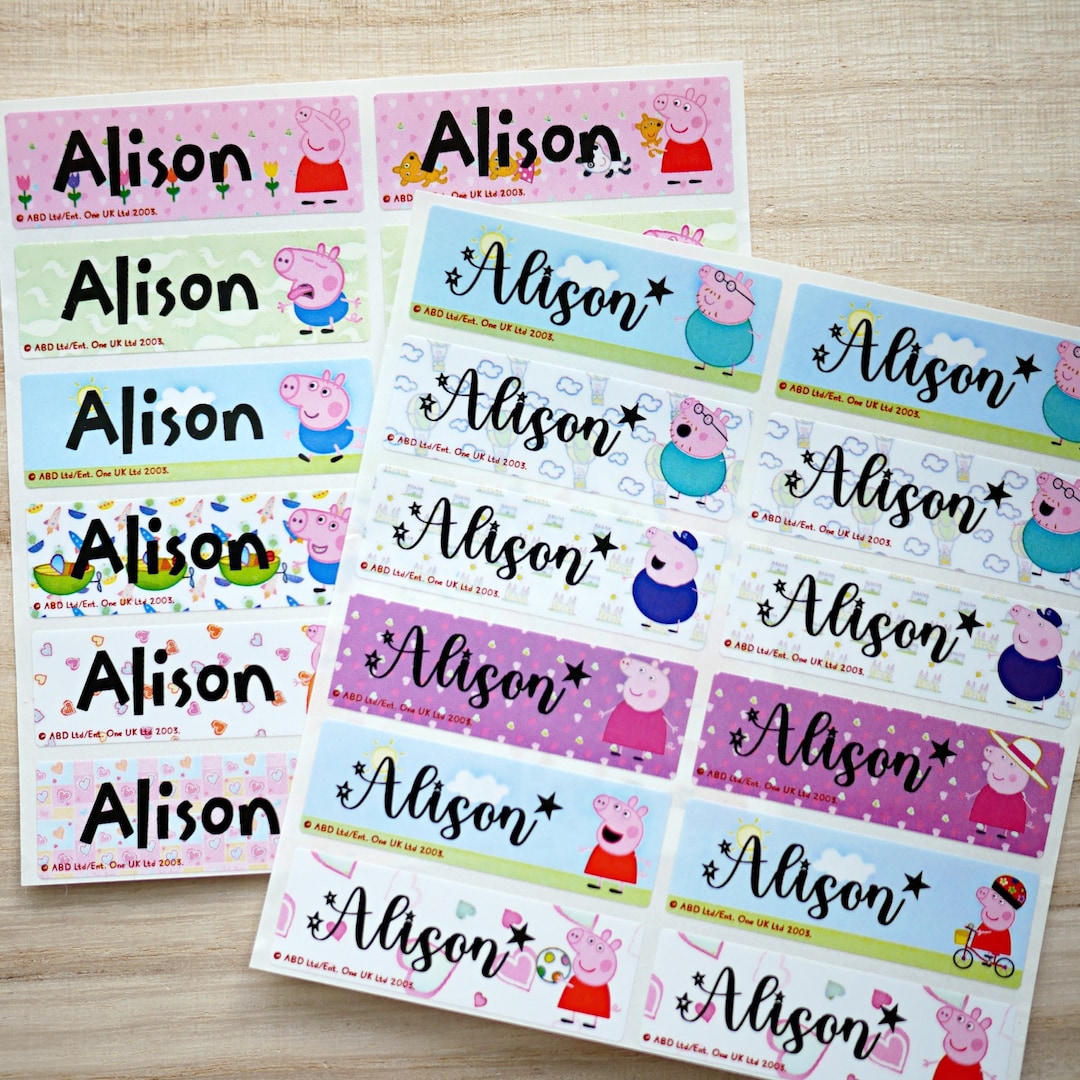 Peppa Pig Name Labels - Waterproof Name Labels, Kids Name Labels ...