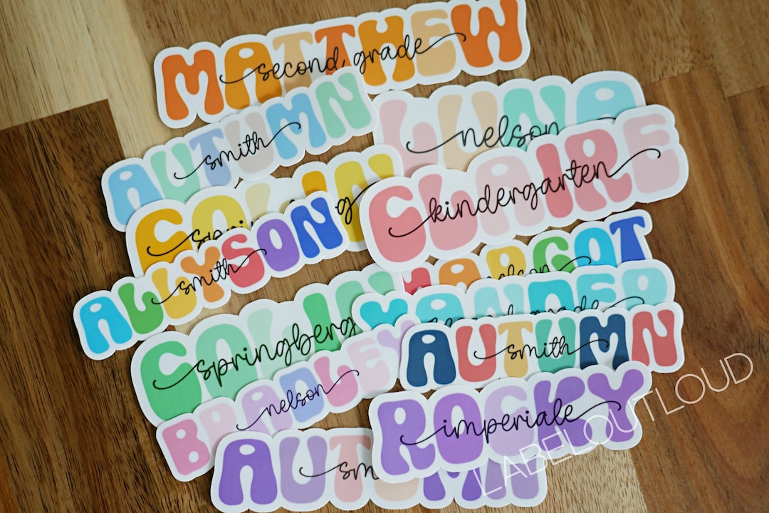 Personalized Name Stickers - Kids Name Labels, Laptop Bottle Stickers ...