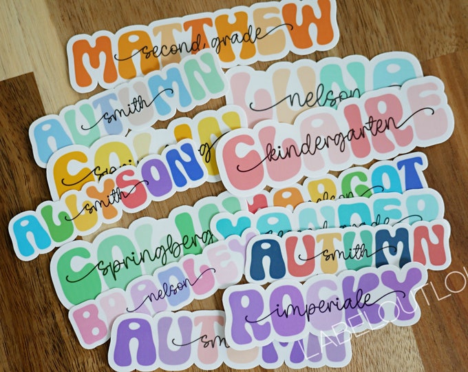 Personalized Name Stickers - Kids Name Labels, Laptop Bottle Stickers ...