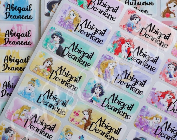 Princess Name Labels - Waterproof Name Labels, Kids Name Labels ...