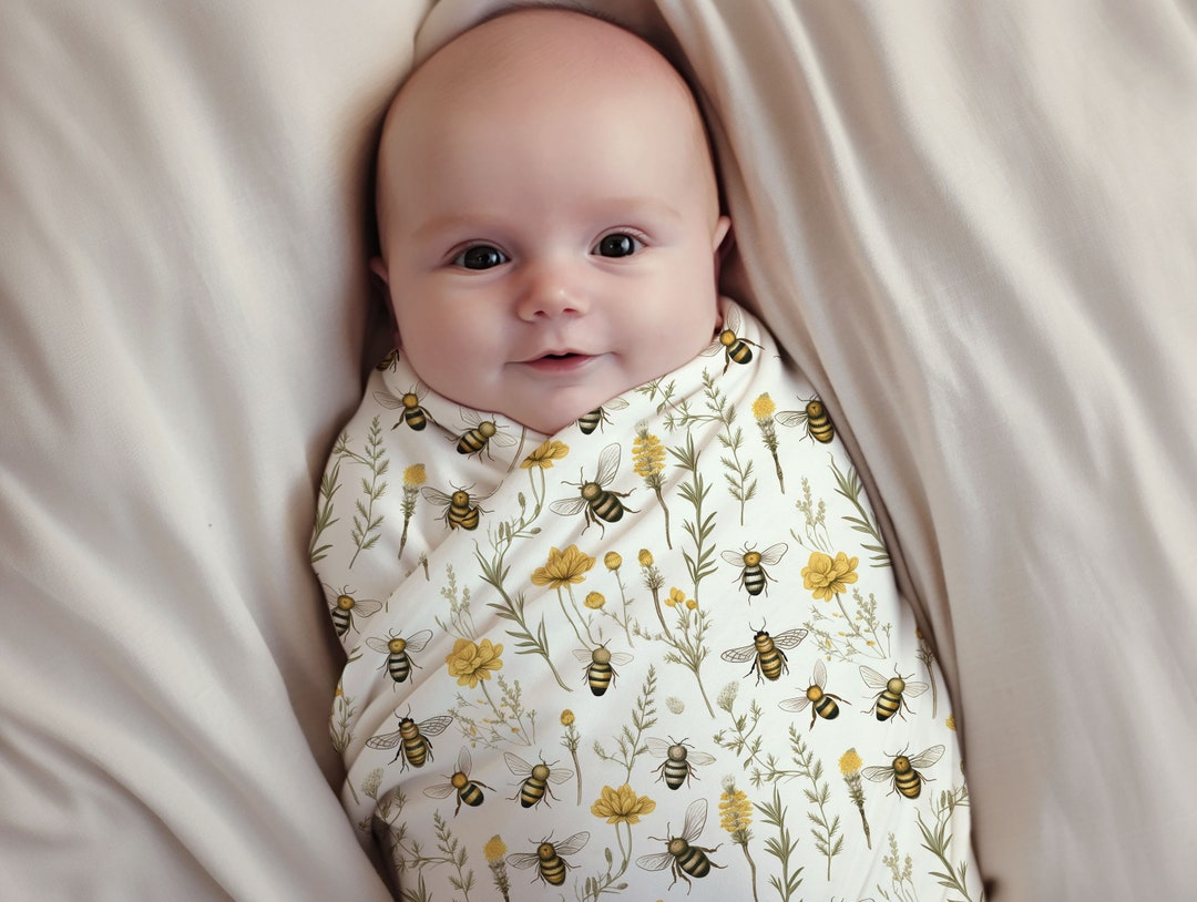 Vintage Honey Bee Swaddle | Floral Baby Swaddle | Vintage Swaddle ...