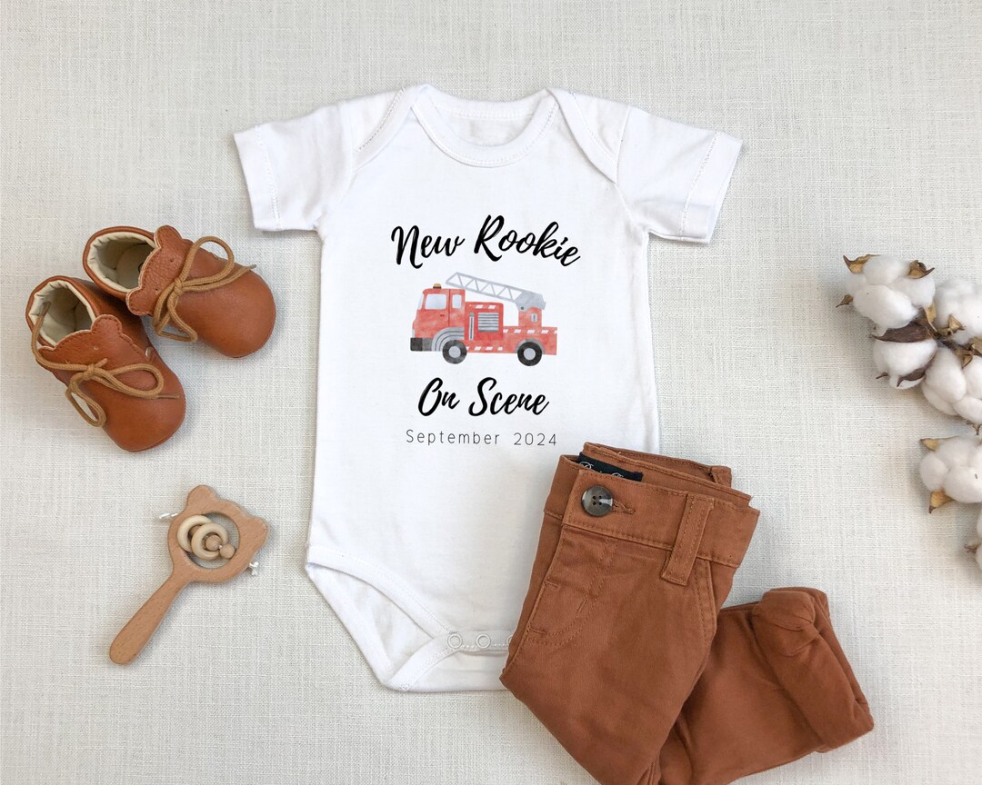 Firefighter Pregnancy Announcement Onesie | Fire Truck | Baby ...