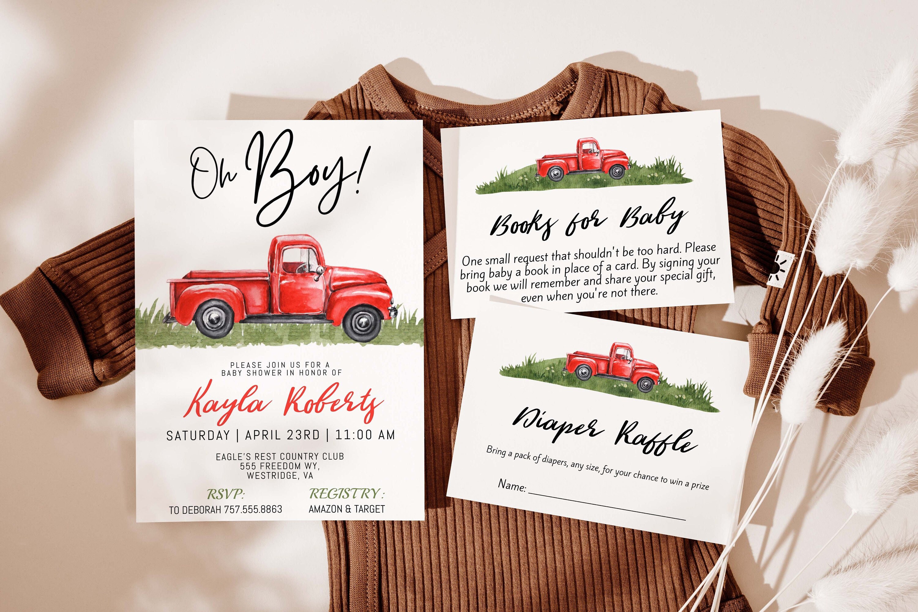 Paper Invitations & Announcements Country Baby Shower Baby Boy ...