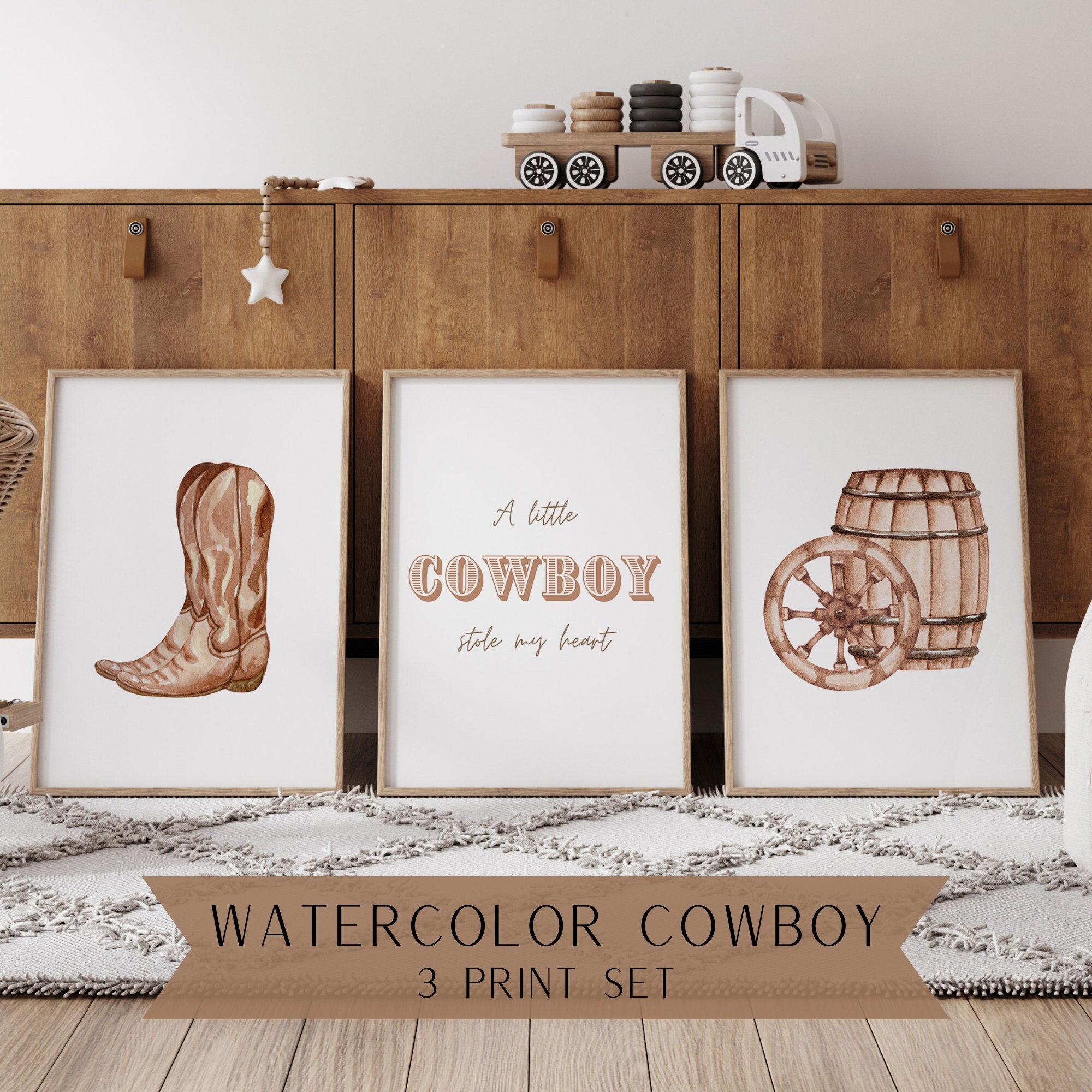 Cowboy Wall Art Set | Cowboy Nursery | Western Nursery | Rodeo Nursery ...