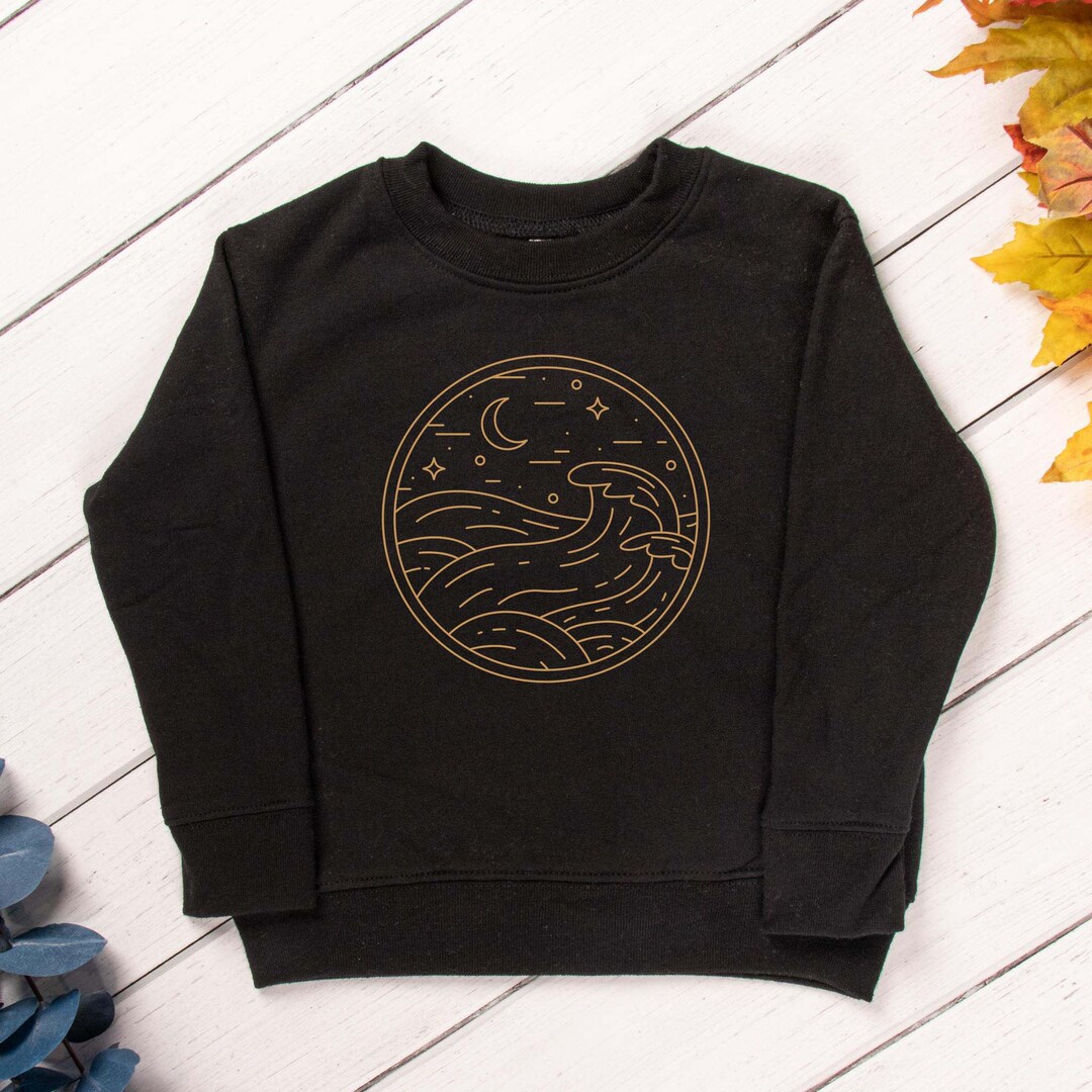 Boho Surfer Wave Monoline Toddler Sweatshirt | Sea | Explore | Boho ...