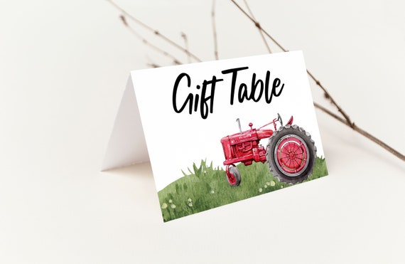 Editable Watercolor Farm Tractor Table Cards Country Baby - Etsy