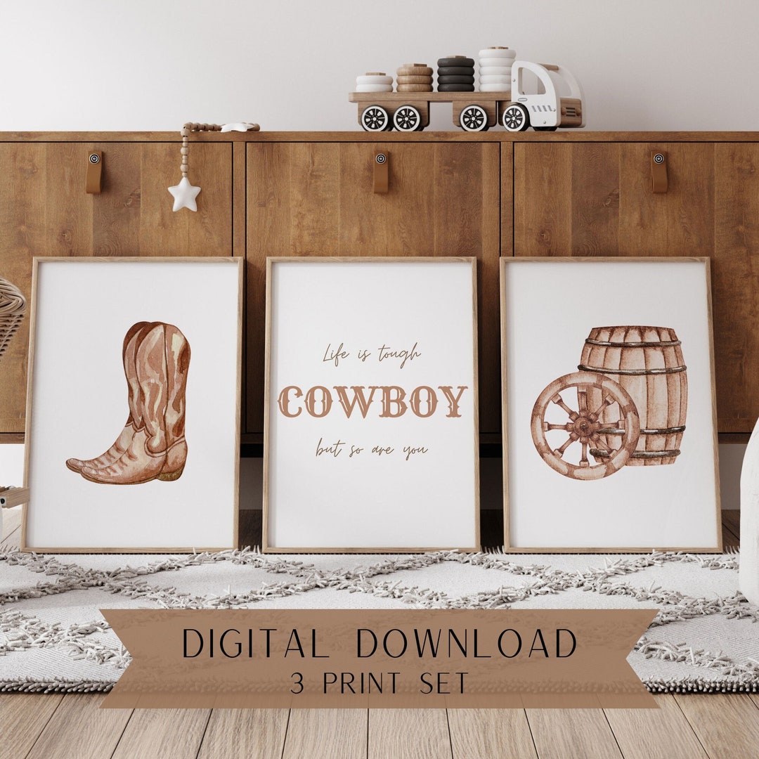 Cowboy Wall Art Set | Cowboy Nursery | Western Nursery | Rodeo Nursery ...