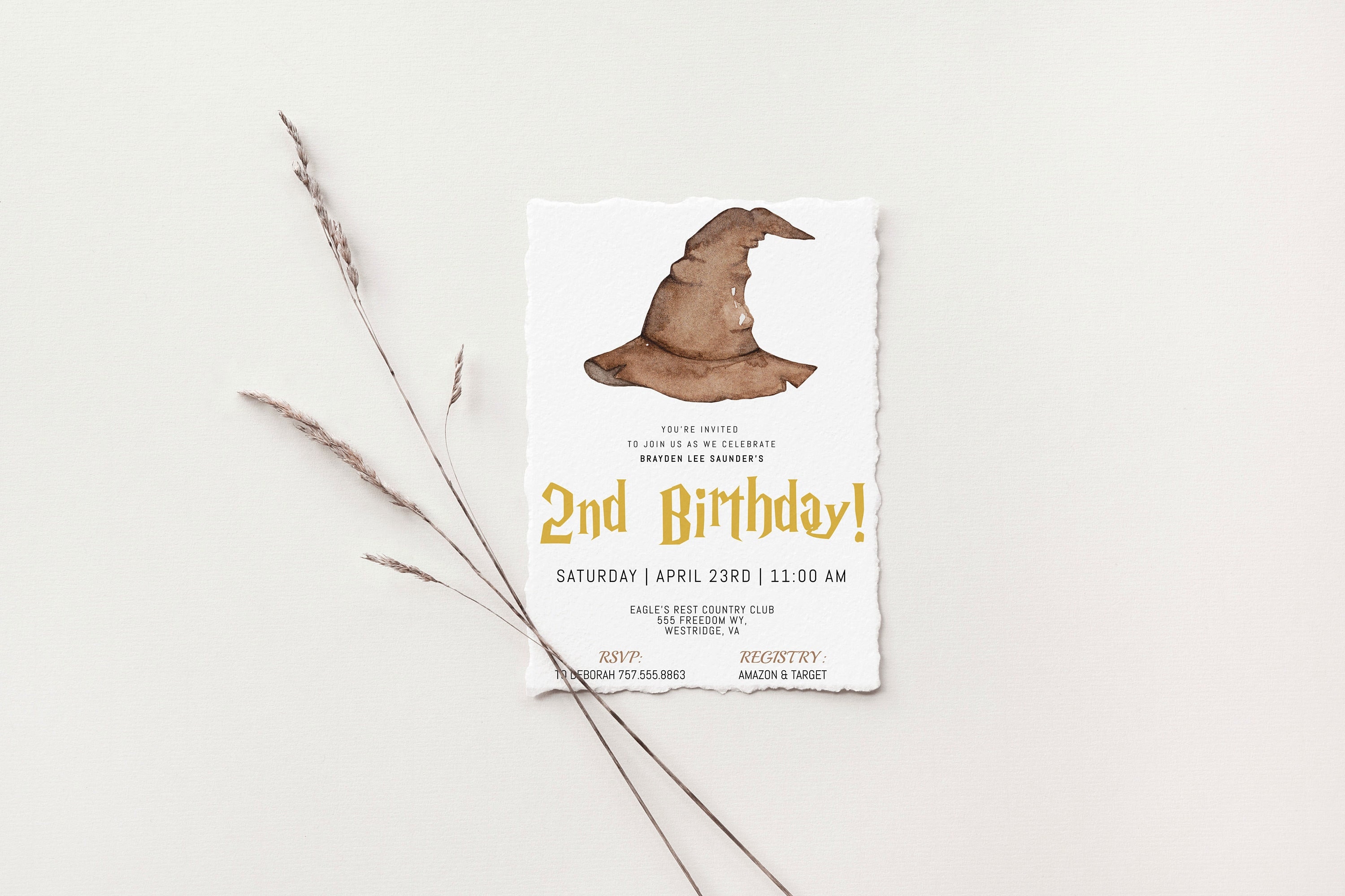 Watercolor Wizard Hat Birthday Party Invitation | Magic Birthday Party ...