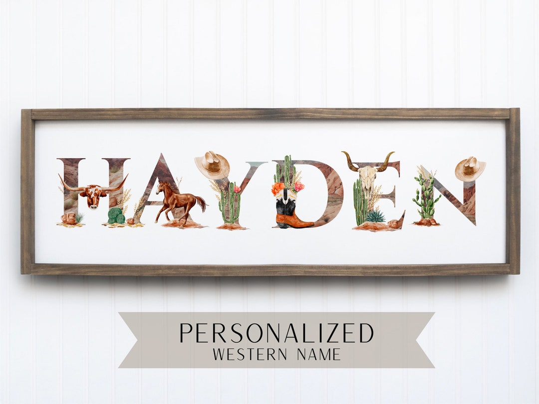 Personalized Western Name Wall Art | Custom Name | Western Nursery ...