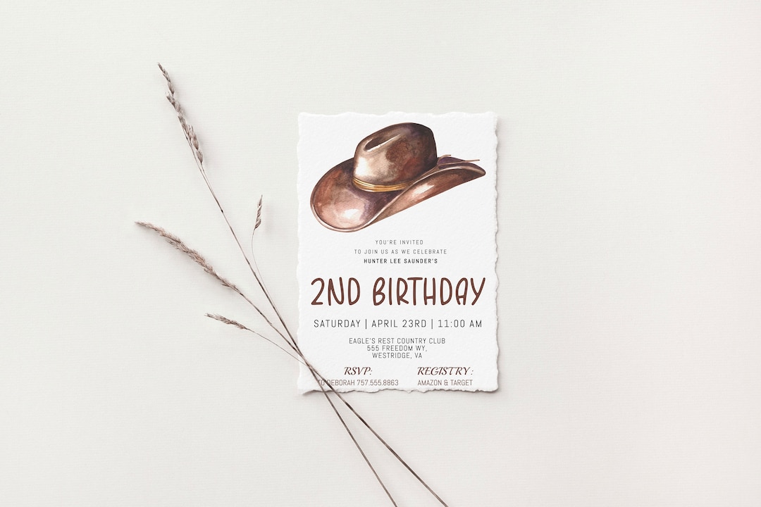 Watercolor Cowboy Hat Birthday Invitation | Western Birthday Invitation ...