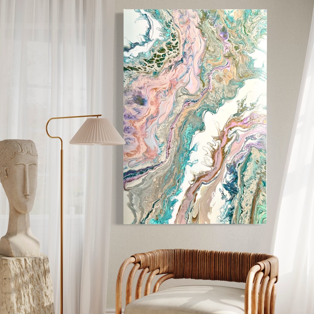 24x36 Abstract Acrylic Pour Painting – Original Modern Artwork on ...