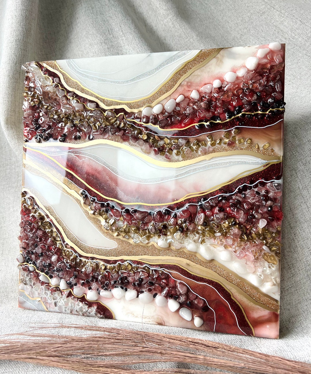 Made to Order Red Resin Wall Art, Custom Geode Resin Wall Decor, Wall ...