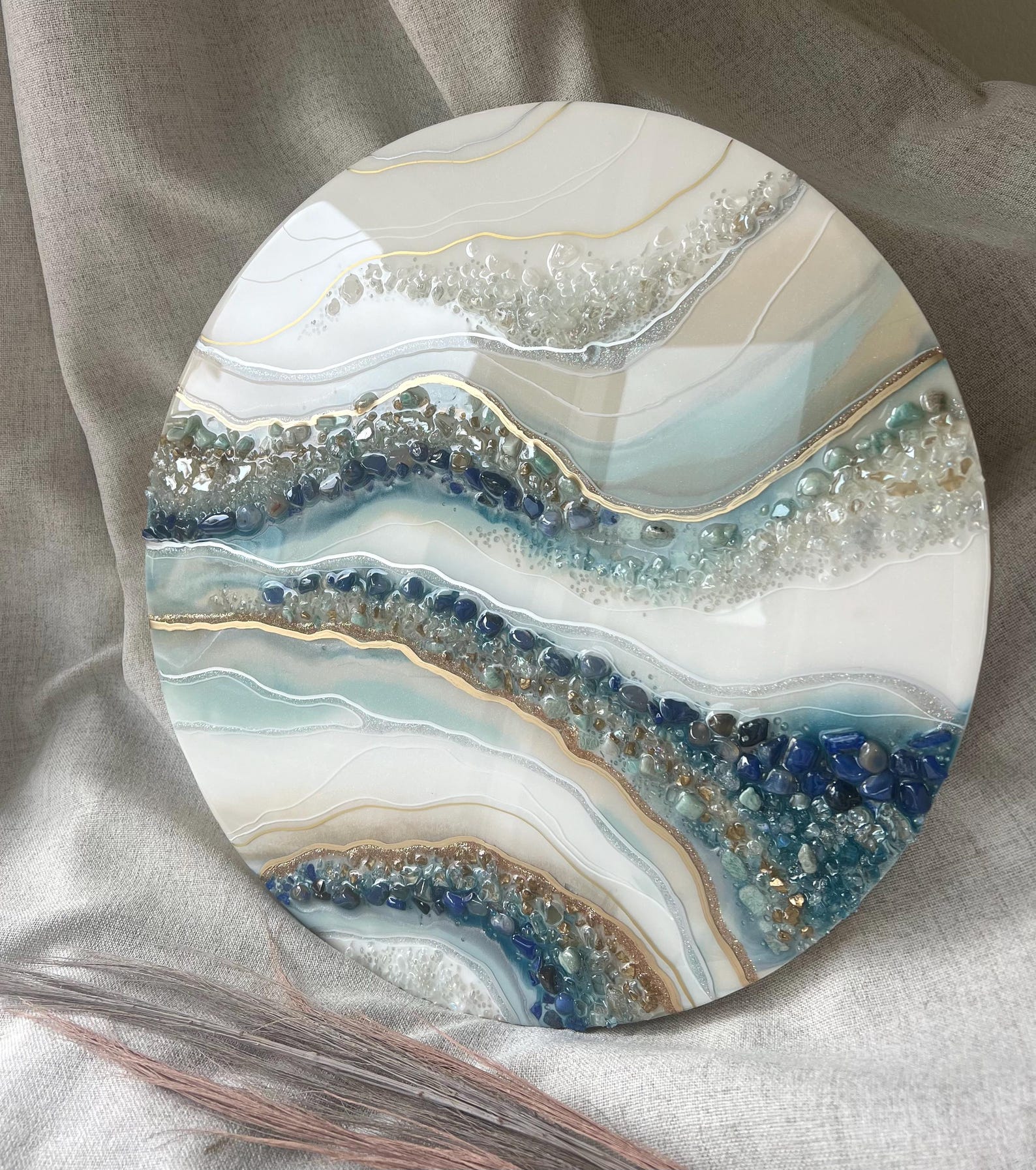 Custom Geode Resin Wall Art: Round Coastal Decor - Etsy