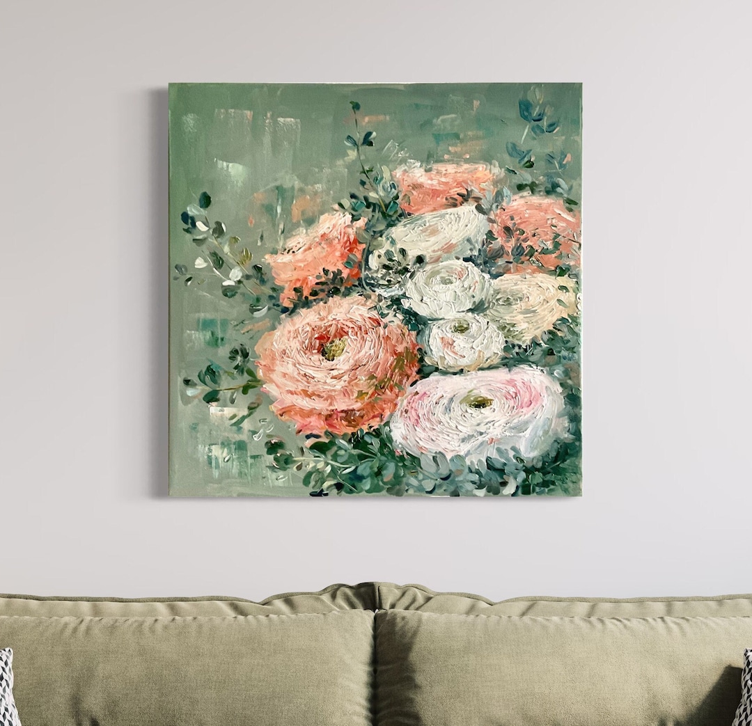 Original Abstract Floral Oil Painting – Real Hand-painted Artwork on ...