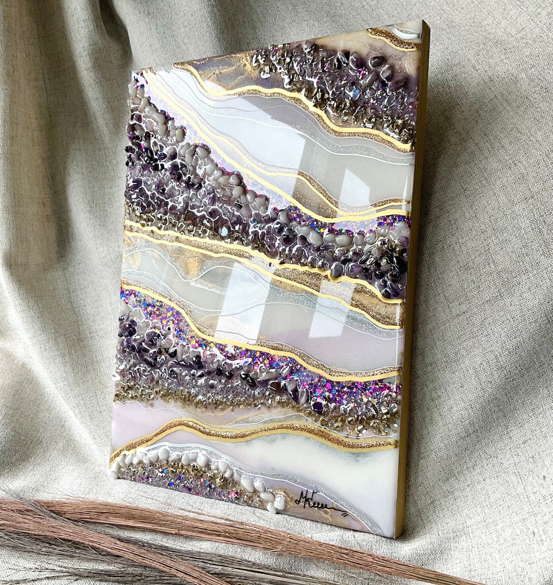 Custom Resin Geode Wall Art: Amethyst & Quartz Painting - Etsy
