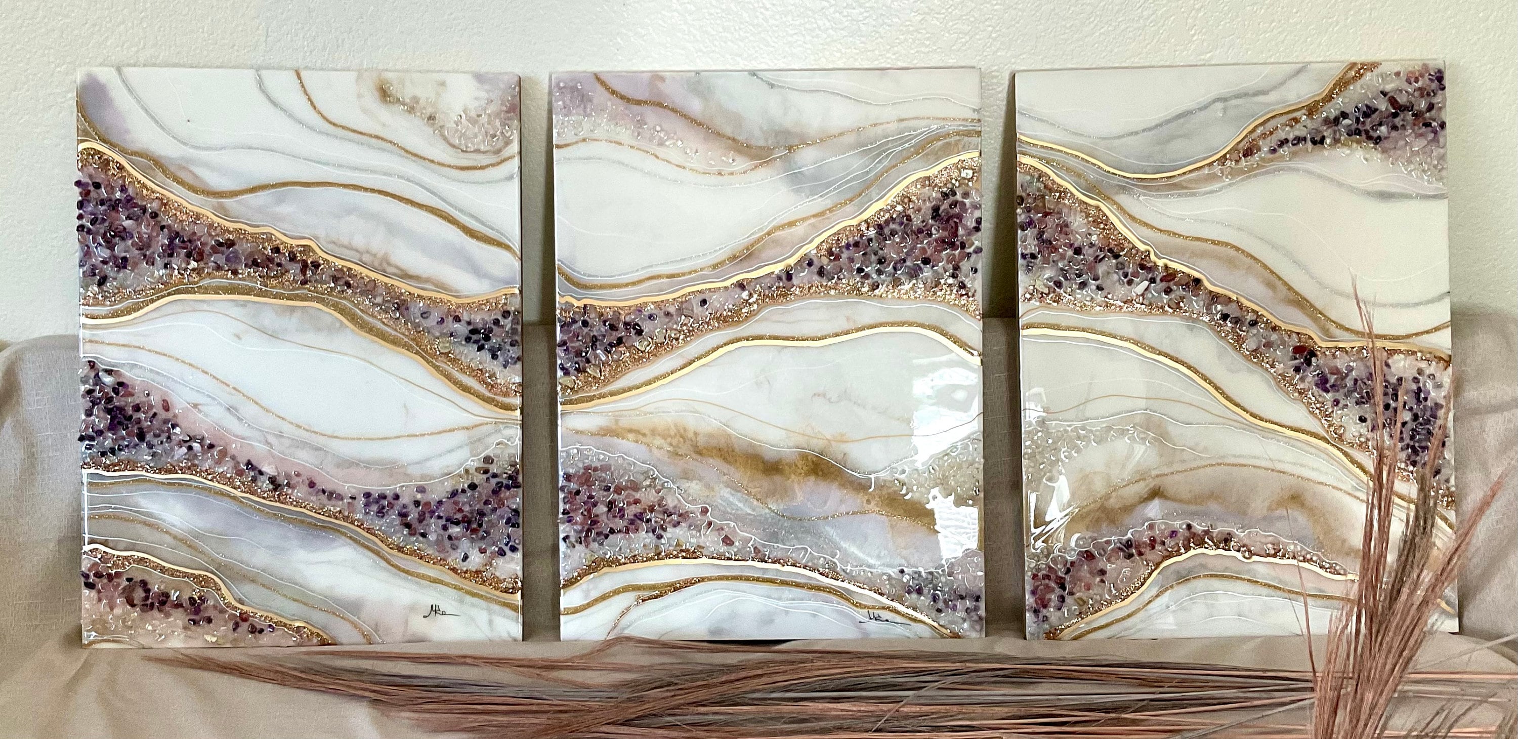 Custom Geode Resin Wall Art: Quartz Amethyst Crystals, Hand-painted ...
