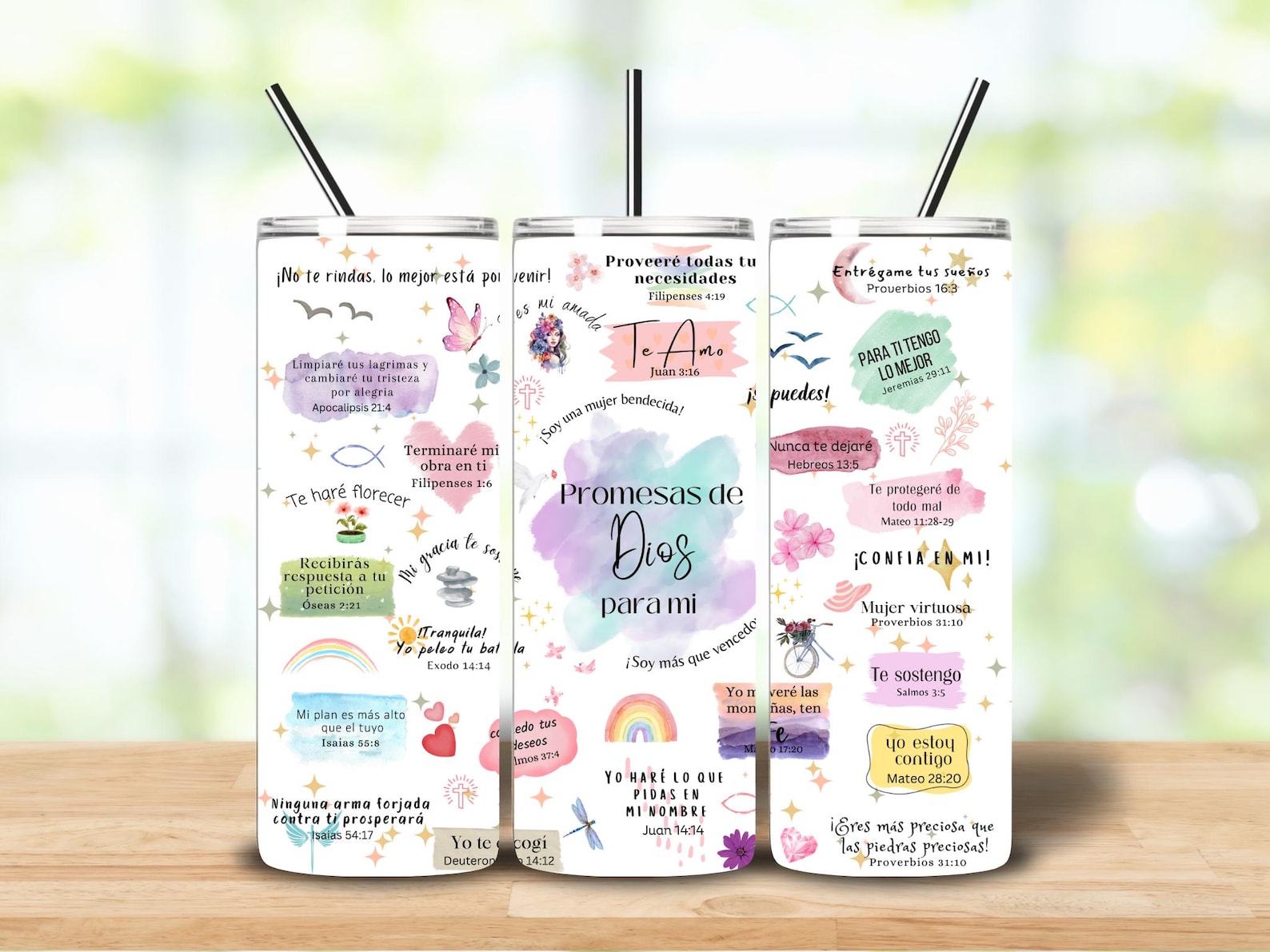 Promesas De Dios Sublimation PNG , 20OZ Tumbler Sublimation Wrap ...