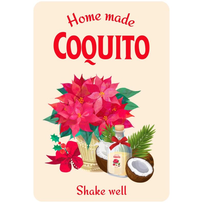 Personalized Coquito Bottle Stickers: Tropical Holiday Flair (2x3 ...