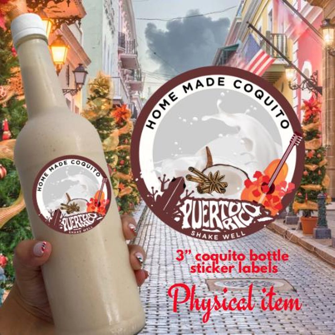 Coquito Bottle Stickers, Personilized Coquito Bottle Stickers, Puerto ...