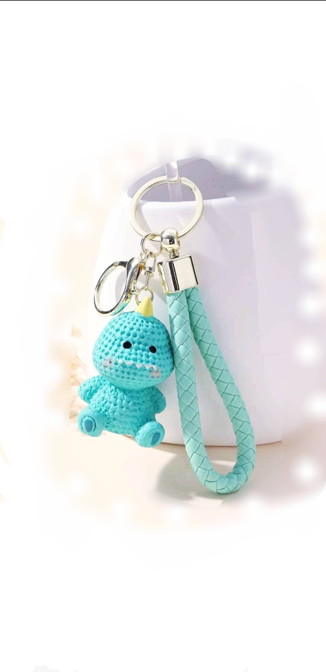 Cute Turquoise Quilted Design Dinosaur Keyring - Etsy