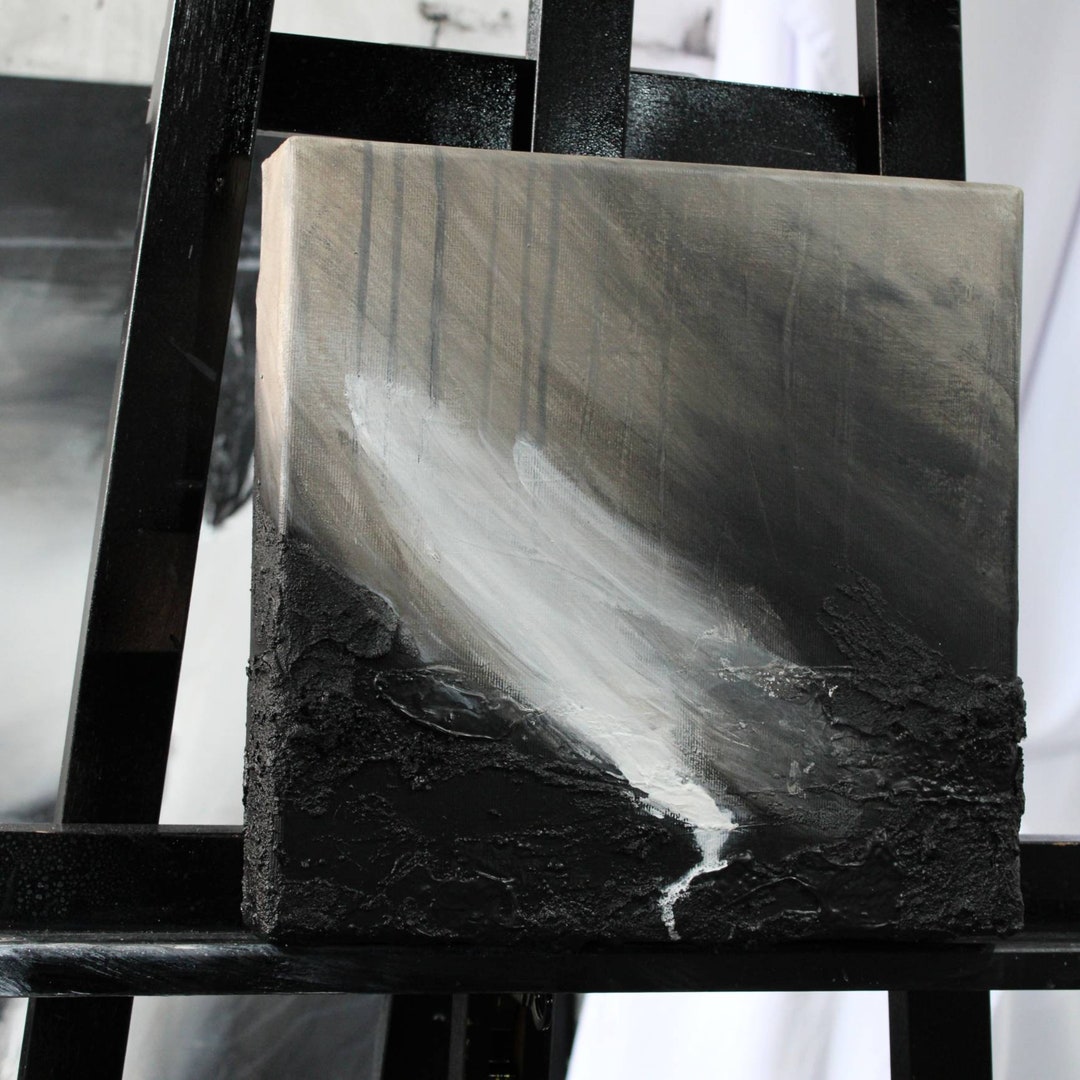 Original Abstract Black White Textured Painting, Abstract Art, Wall ...