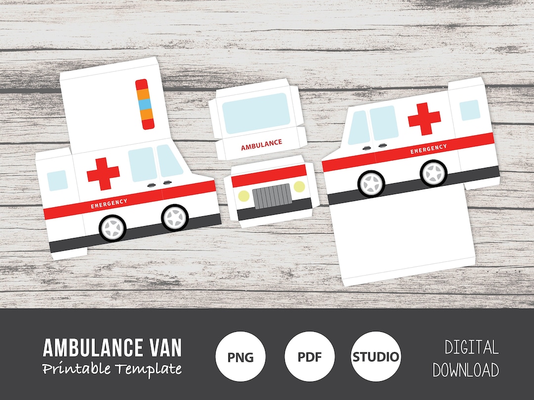 Ambulance Paper Van Box Printable Template for Doctor / Nurse / Medical ...