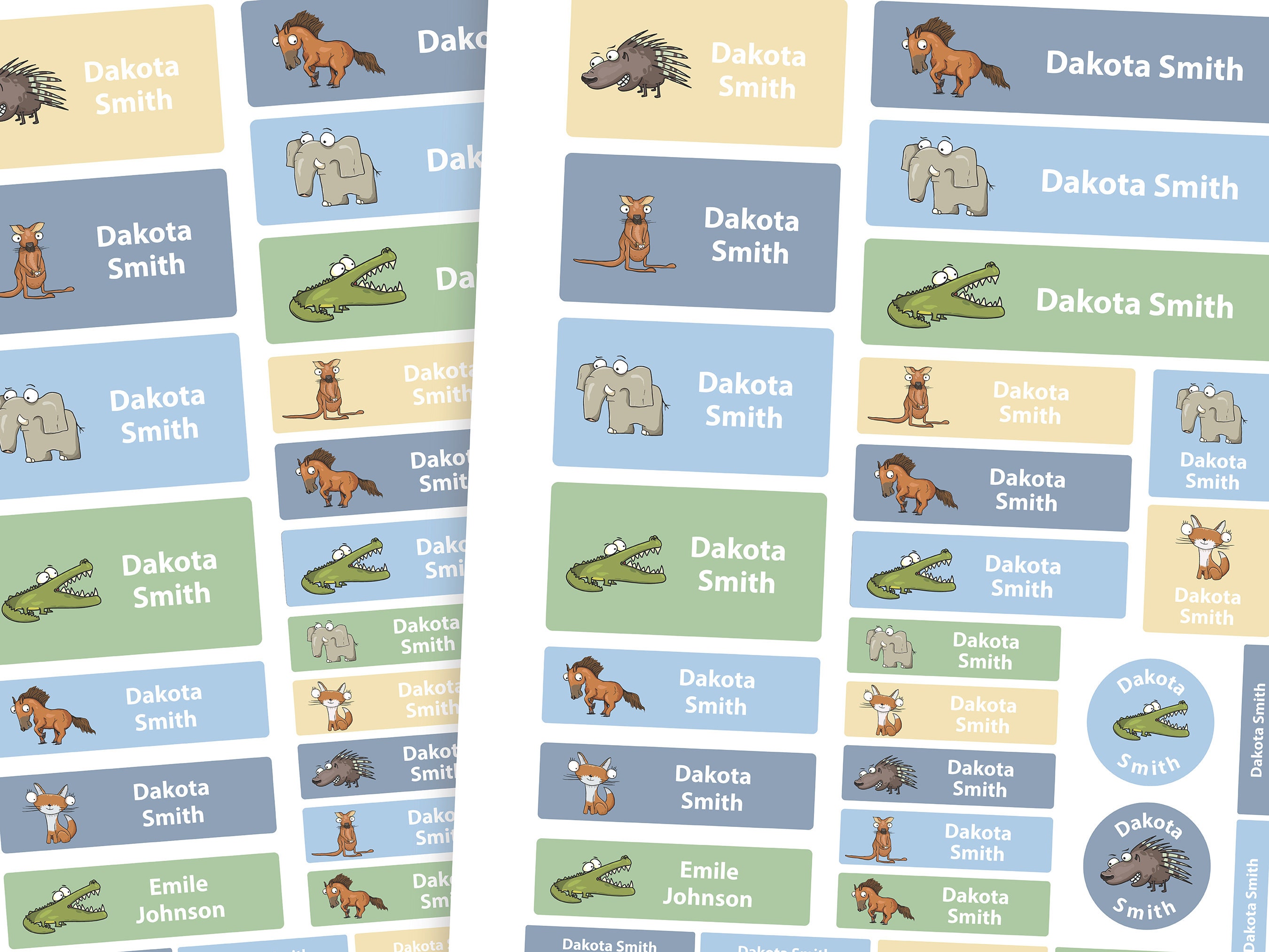 Funny Animals Name Labels Personalised Printable - Etsy